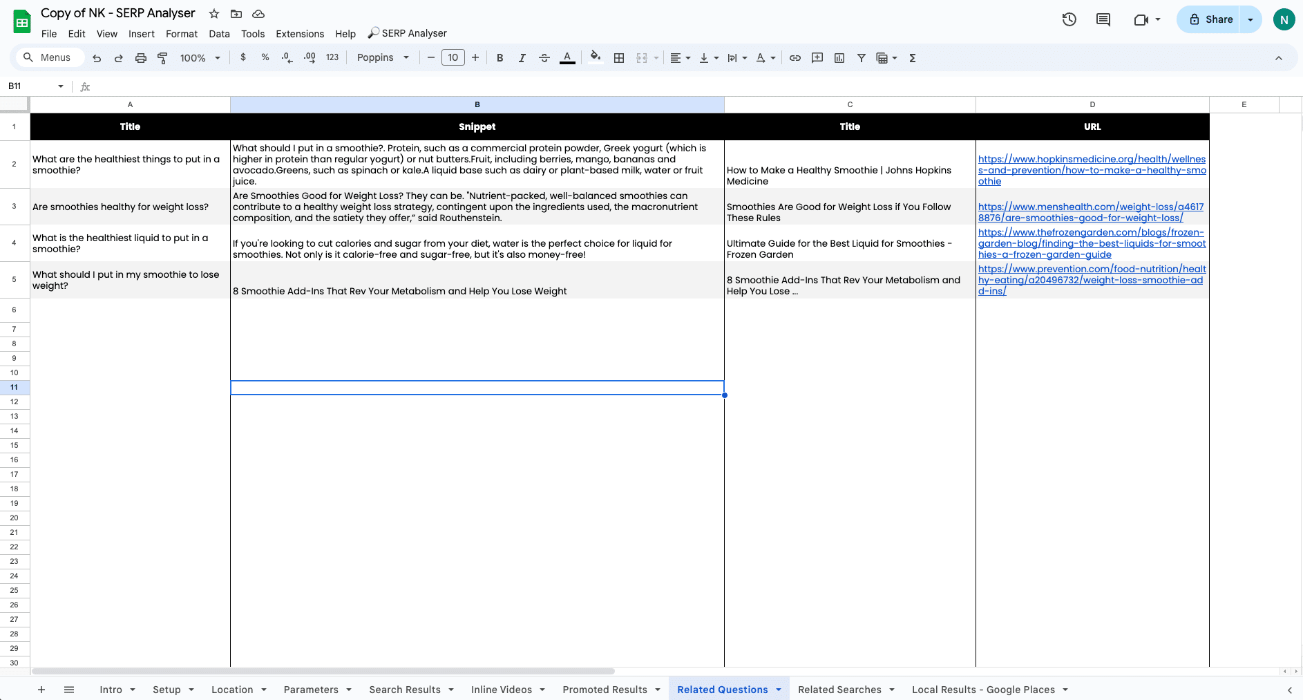 Conduct SERP analysis for free using google sheets