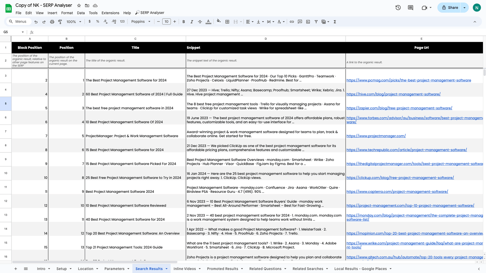 Conduct SERP analysis for free using google sheets